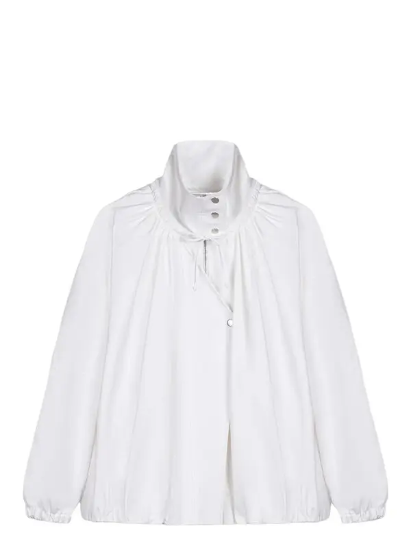 NOCTURNE Oversized Zip-front Leather Jacket - White