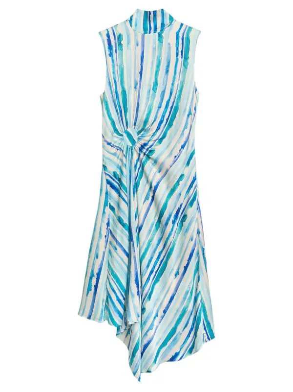 NIZA Sleeveless Midi Dress With Adjustable Ties - Blue