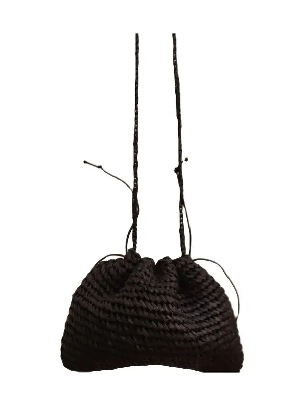 SPRINGMOONATELIER Handmade Raffia Shoulder Bag - Black