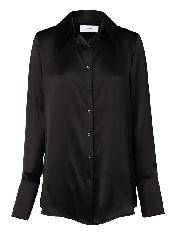 JORDAN Silk Button-down Blouse - Black