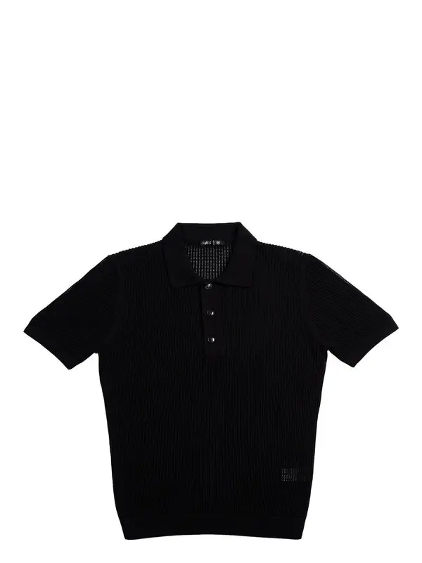 EIGHT X Zephyr Short Sleeve Button Up Crochet Shirt - Black