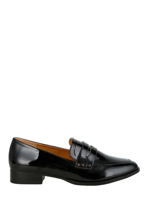 RAG & CO Patent Pleather Penny Loafers - Black