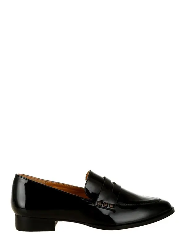 RAG & CO Patent Pleather Penny Loafers - Black