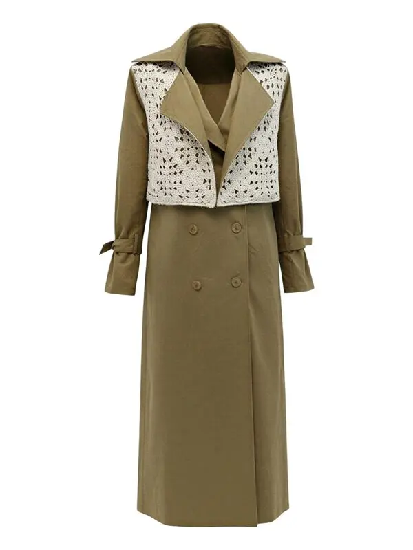 IZABELA MANDOIU Long Macrame Trench Coat - Yellow