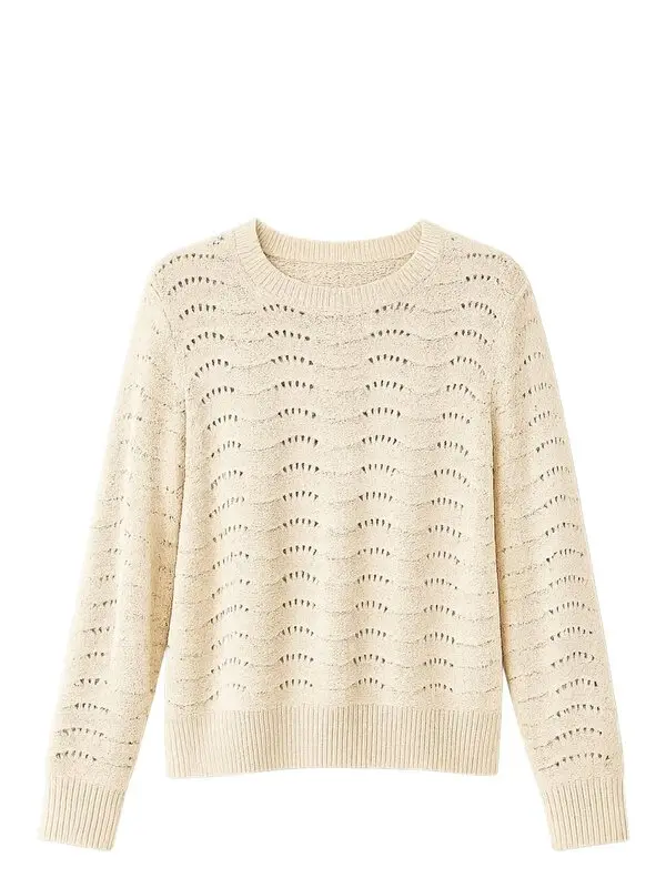 YUMI Neutral Wave Metallic Thread Relaxed Jumper - Beige