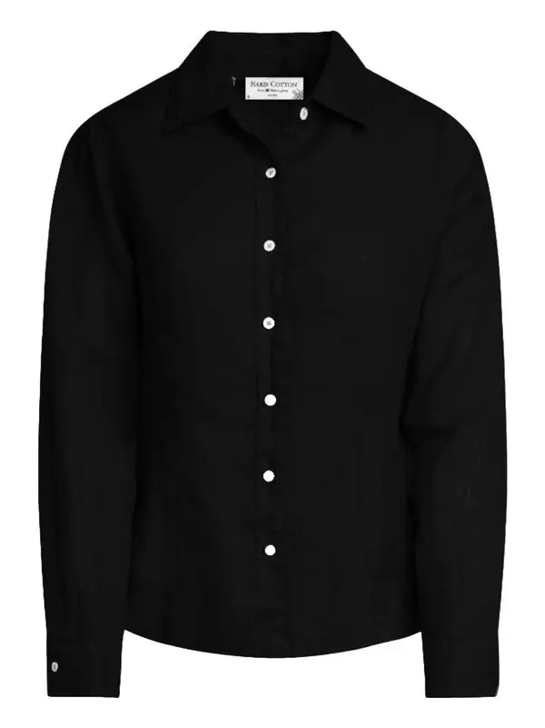 Haris Cotton Linen Long-sleeved Shirt - Black
