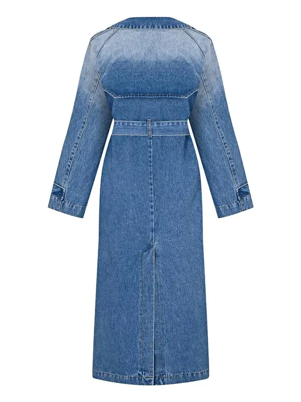 GOC DENIM Oversized Denim Trench Coat - Blue
