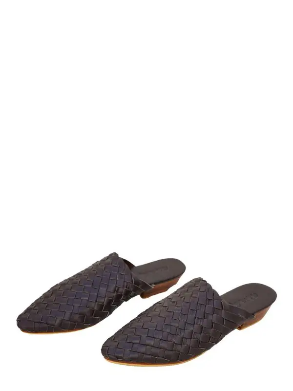 Pink Haley Maisie Woven Leather Mules - Brown