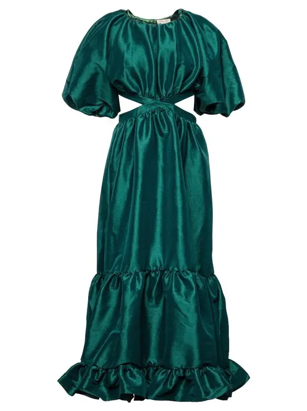 VASILIKI ATELIER Laila Maxi Taffeta Dress - Green
