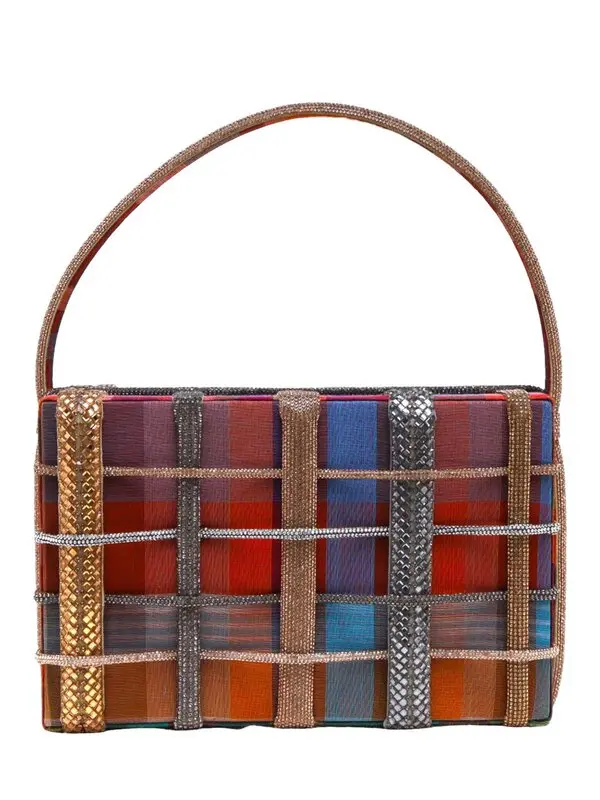 SIMITRI Madras Etoile Clutch - Red/brown/gold