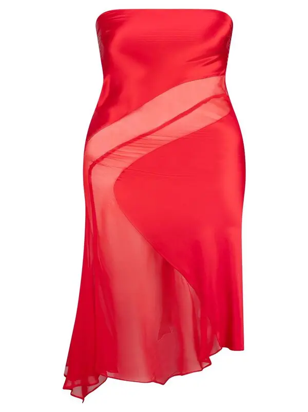 COSTANZO II Strapless Midi Dress - Red
