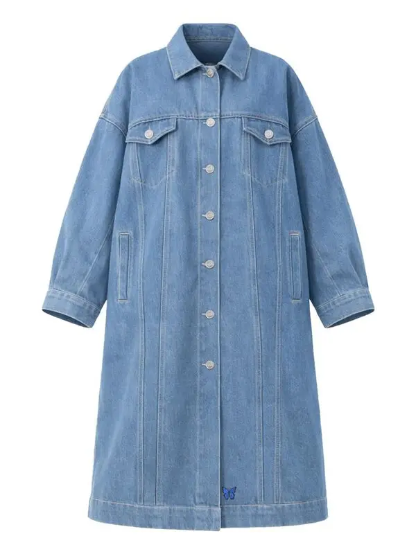 MAUI X LOLITA All-star Oversized Denim Jacket With Butterfly Embroidery - Blue