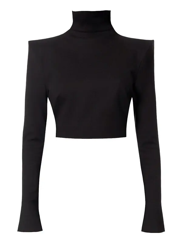 AGGI BY HALEWSKI Natasha Pearl Noir Long Sleeve Turtleneck Top - Black
