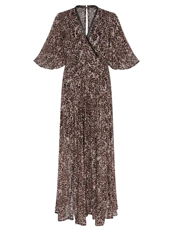 ROSE & NANCY Sienna Leopard Print Maxi Dress - Brown