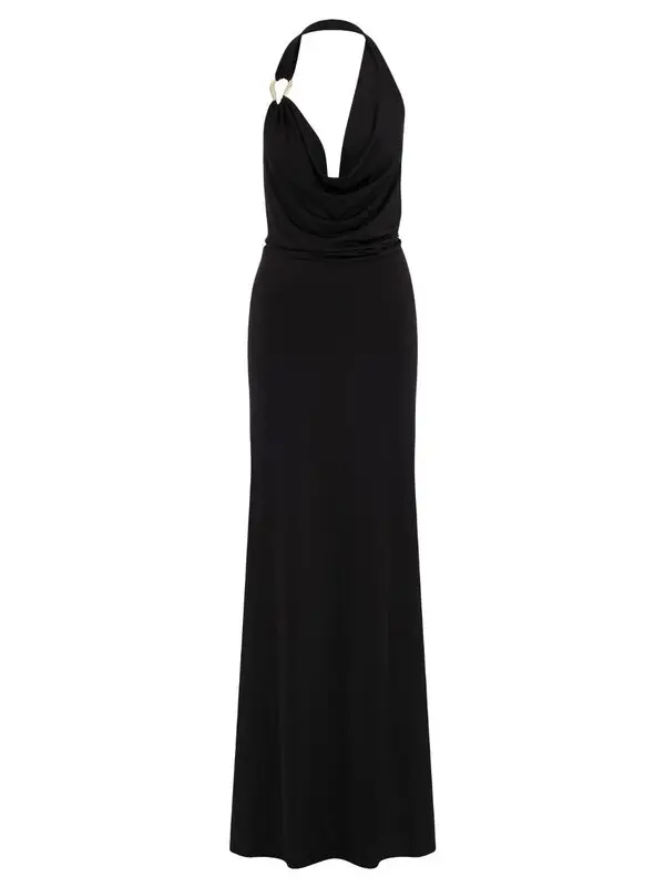 NAZLI CEREN Dakota Long Jersey Dress - Black