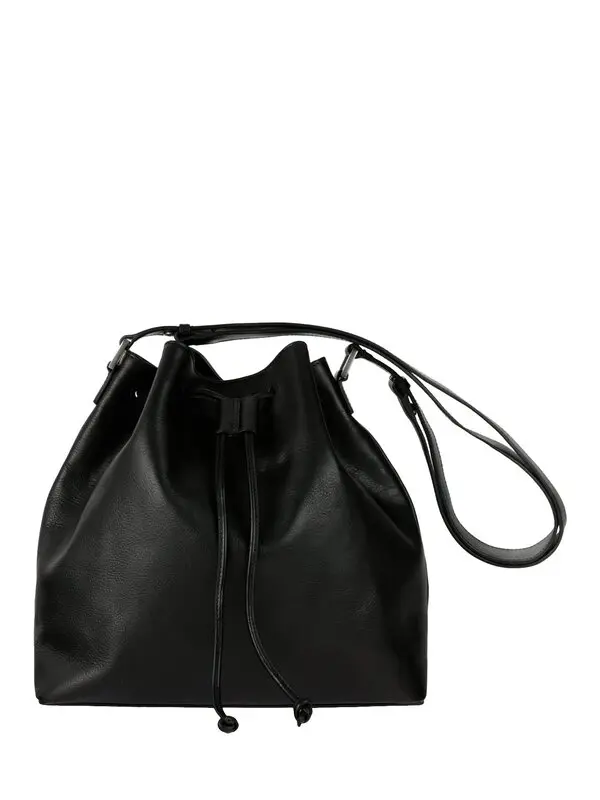 TIME RESISTANCE Leather Bucket Bag - Black