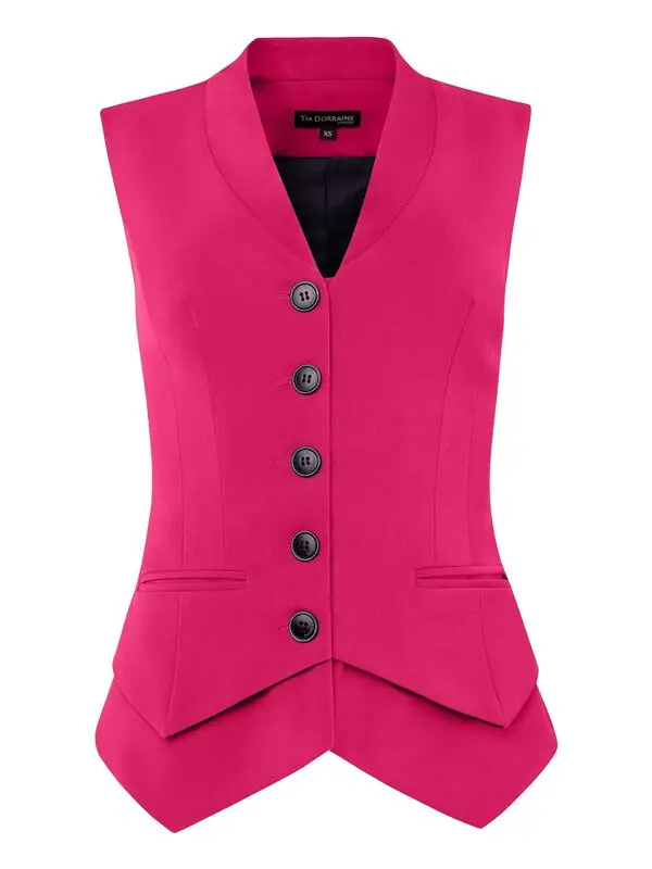 TIA DORRAINE Fitted Single-breasted Waistcoat - Pink