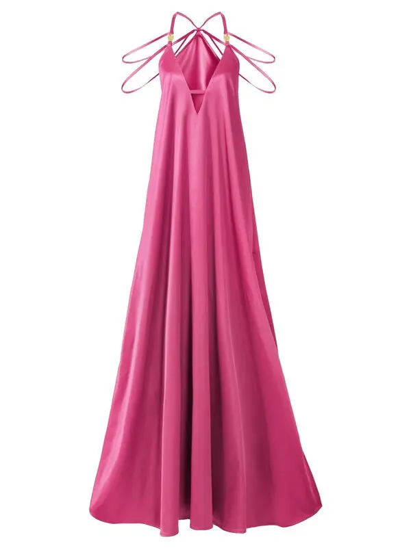 KARGEDE Satin Maxi Slip Gown - Pink