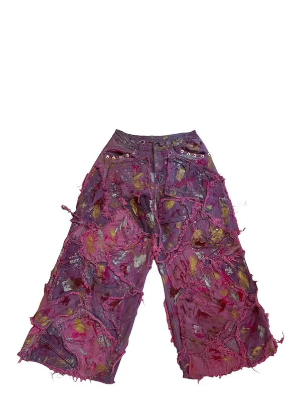 ZASTASTUDIO Wearable Ruins Wide Leg Denim Pants - Pink