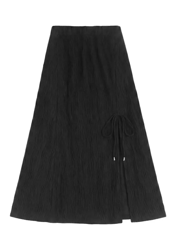 VIRAGO Stria Midi Skirt With Adjustable Strings - Black