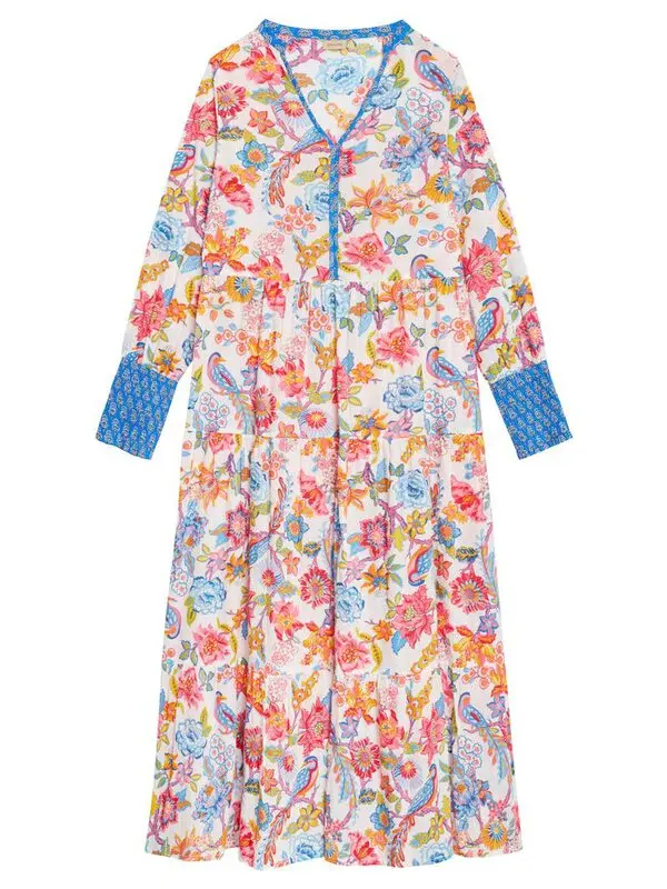 INARA Goa Carnival Cotton Dress - Blue