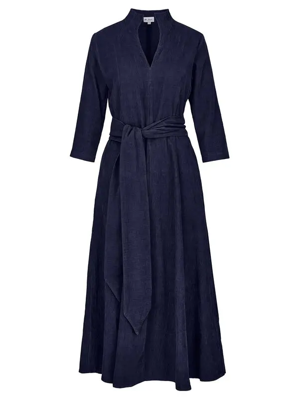 AT LAST... Chelsea Corduroy Midi Dress - Blue