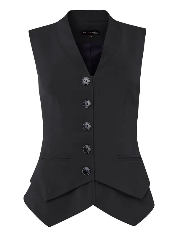 TIA DORRAINE Fitted Single-breasted Waistcoat - Black