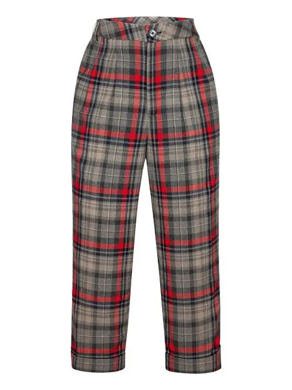 COME ON Winston Tartan Trousers - Red