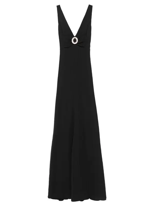 NISSA Bow-detail Sleeveless Maxi Dress - Black