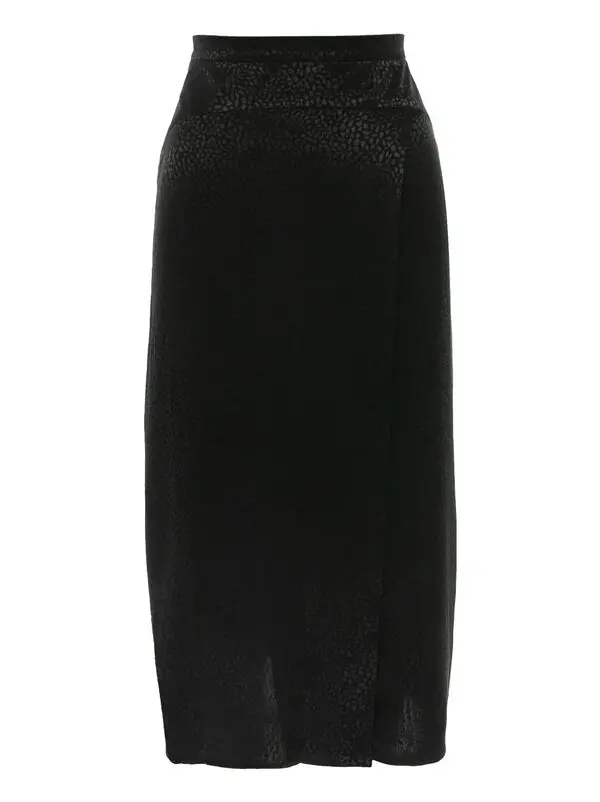 NORIA ANIS Moonlight Viscose Jacquard Midi Skirt - Black