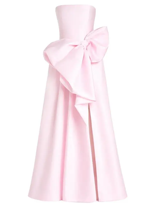 Mac Duggal Mikado Strapless Bubble Hem Gown With Bow - Pink