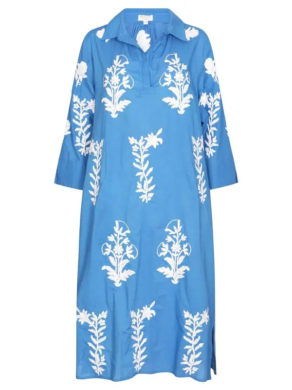 NOLOGO-CHIC Cotton Dress With Embroidery - Blue
