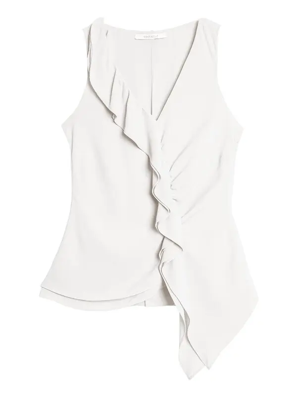 Santorelli Tyra Sleeveless Ruffle Top - White