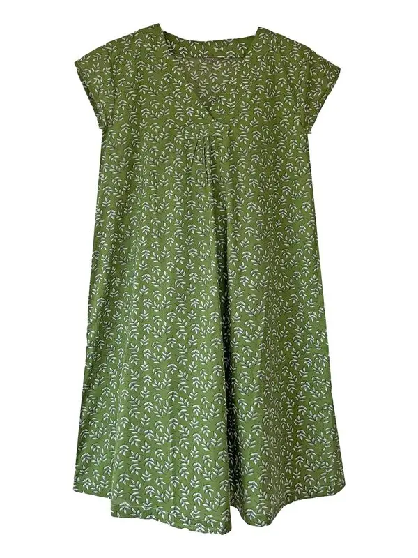 LIME TREE DESIGN Audrey Shift Dress Falling Leaf Print - Green