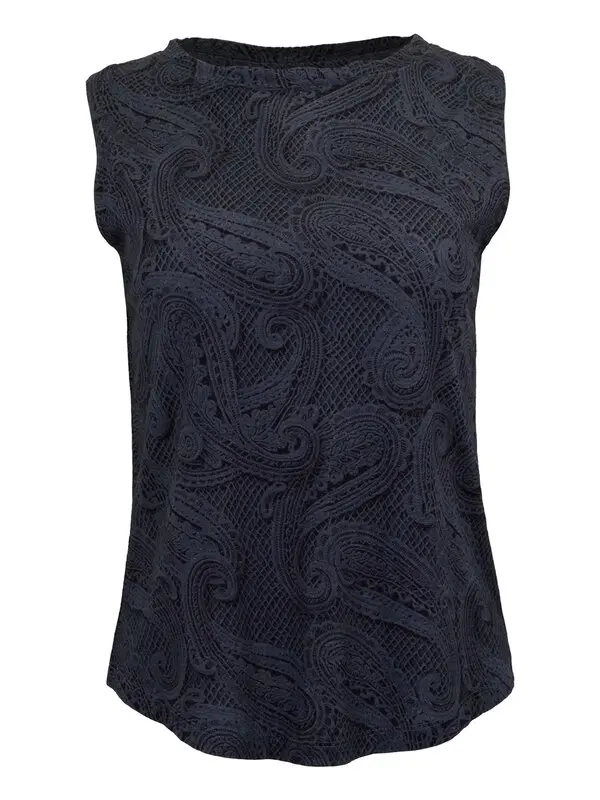 LORDS OF HARLECH Tara Crochet Knit Muscle Tank - Black