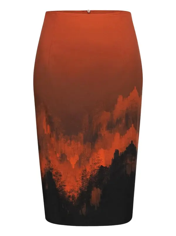 MARIANNA DÉRI Printed Pencil Skirt - Black/red