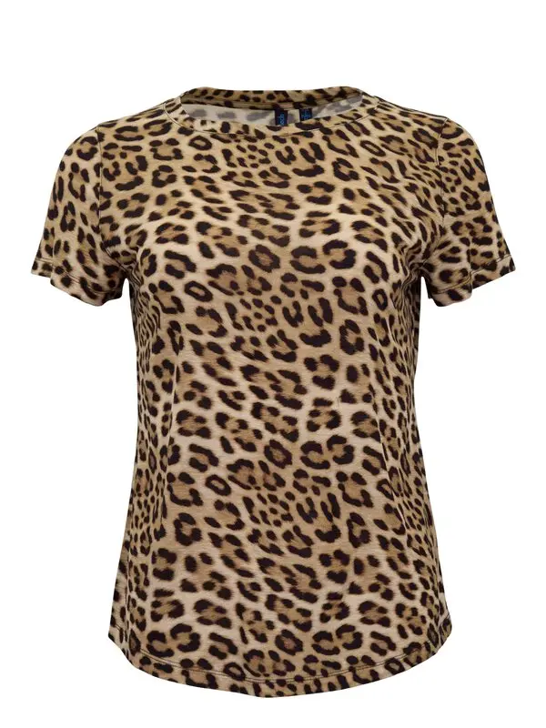 LORDS OF HARLECH Katherine Leopard Cap-sleeve Top - Brown