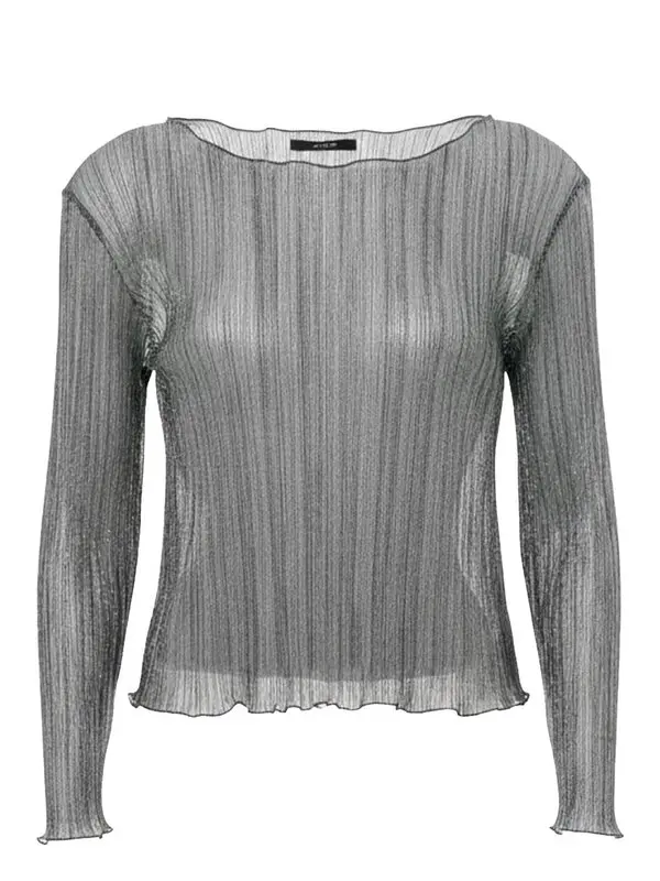 BY NOA RAWITZ Urania Plissé Long Sleeve Top - Silver/black
