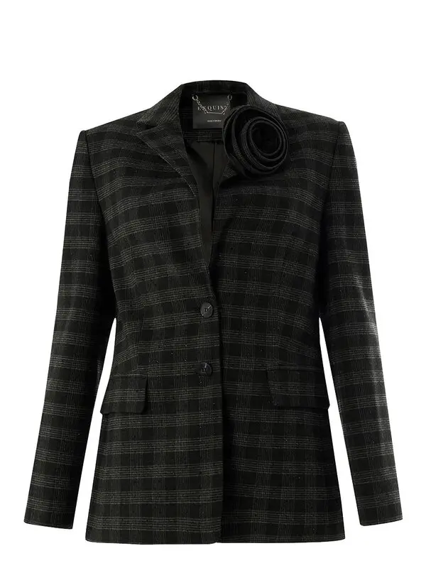 EXQUISE Plaid Tailored Jacket - Grey/black