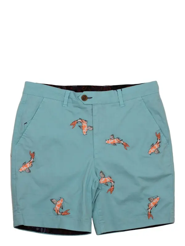 LORDS OF HARLECH Edward Koi Embroidered Shorts - Blue
