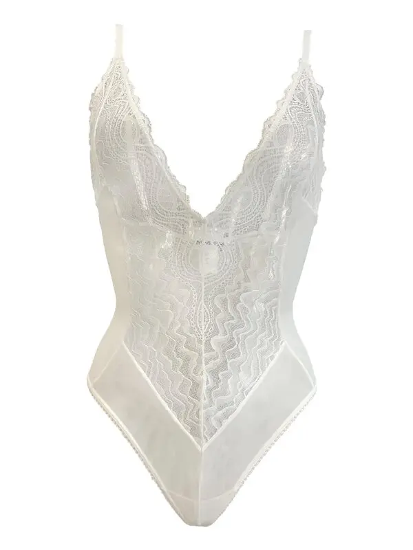 CAROL COELHO Spider's Web Tulle And Lace Bodysuit - White
