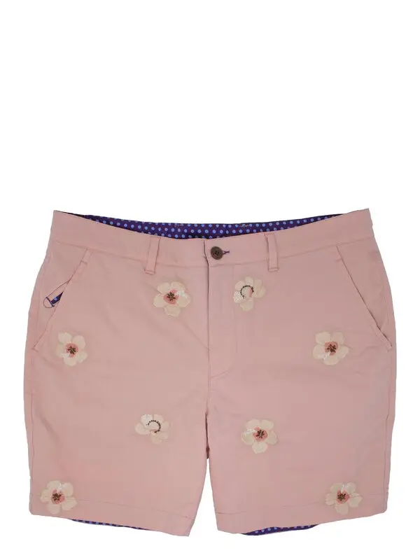 LORDS OF HARLECH Edward Floral Embroidered Shorts - Orange