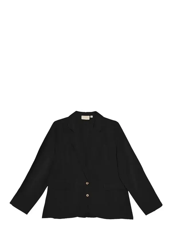REISTOR Notched Collar Hemp Blazer - Black