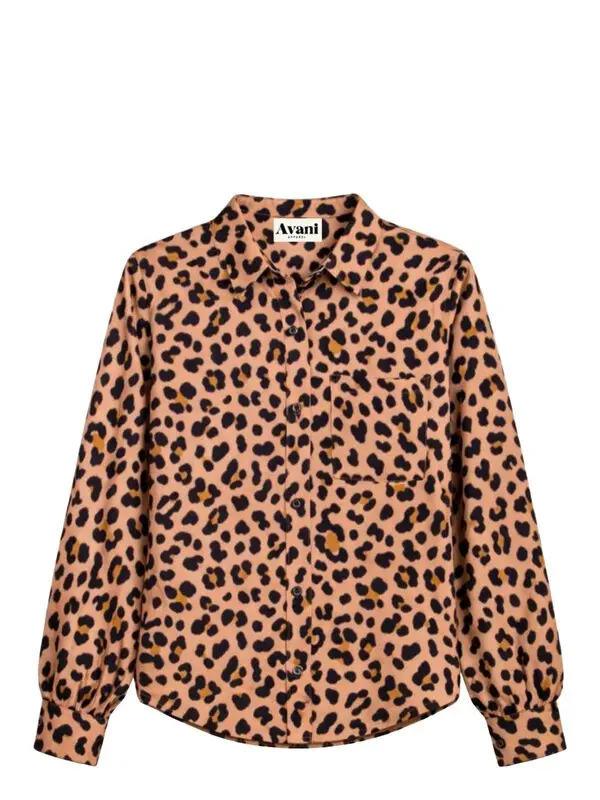 AVANI APPAREL Leopard Print Relaxed Fit Shirt - Blue/brown/green