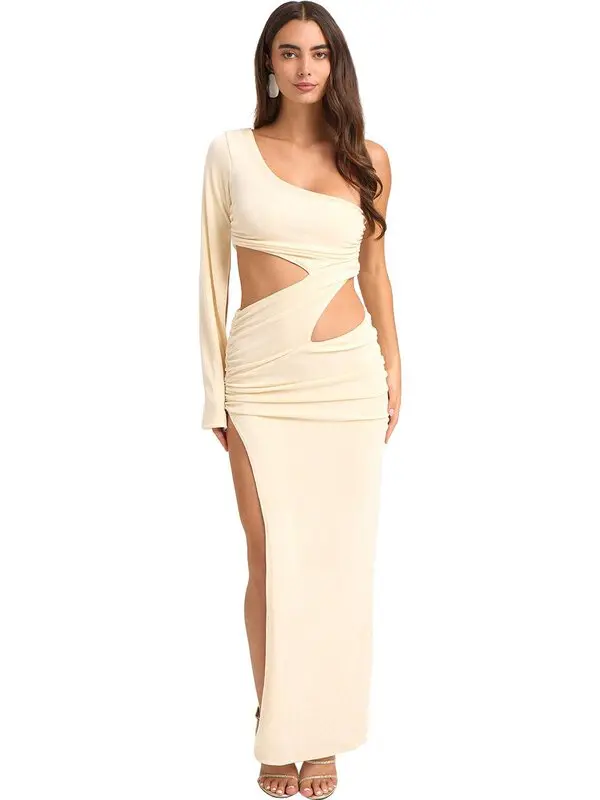 MALOA Anastasia Gold Dust Maxi Dress - White