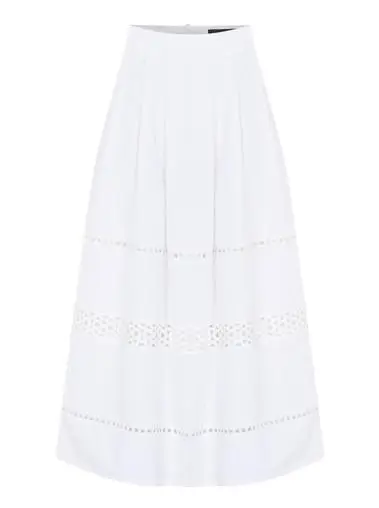 EXQUISE Sydney Eyelet Midi Skirt - White