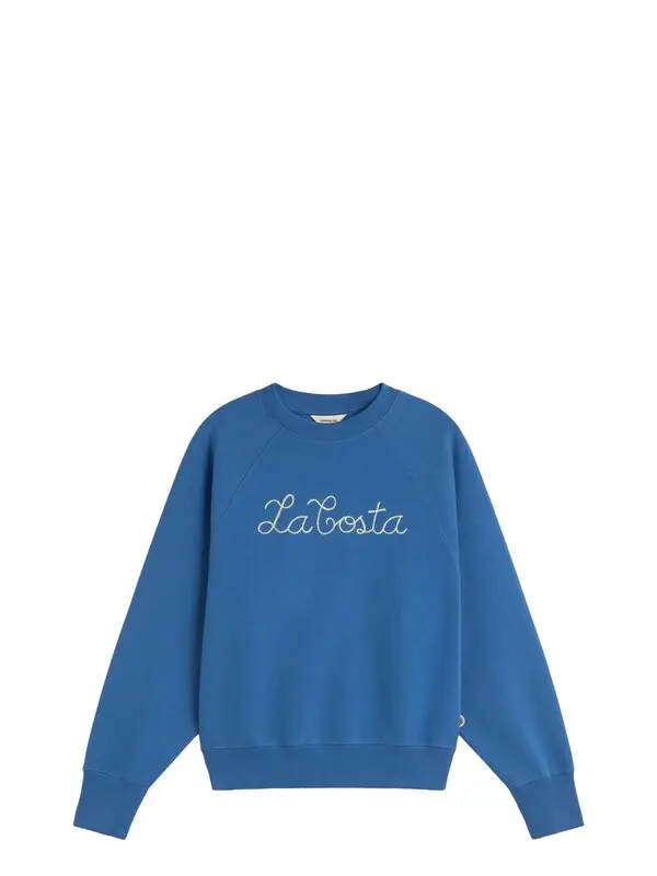 THINKING MU Hand-embroidered Cotton Sweatshirt - Blue
