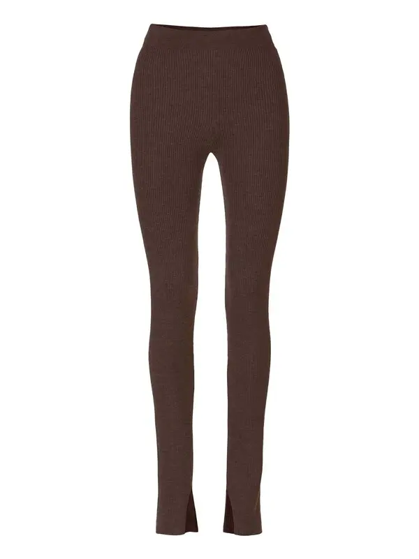 SALANIDA Barra Ribbed 100% Merino Leggings Chocolate - Brown