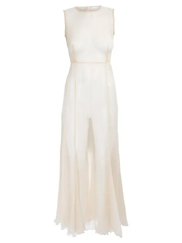 SOFIA TSERETELI Silk Crepon Transparent Dress - Brown
