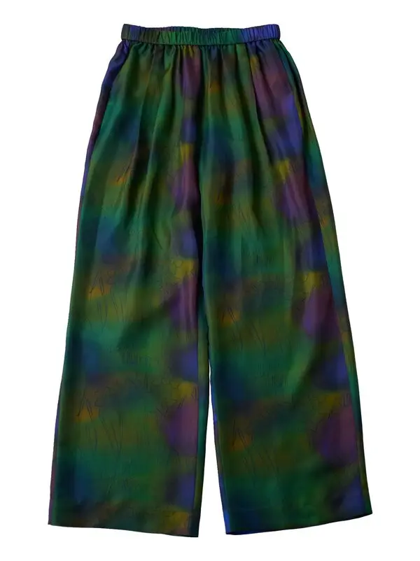 LOST PATTERN Brooklyn Silk Wide Leg Pants - Green